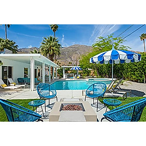 California Umbrella 8.5' Rd. Pagoda Market Umbrella, Silver Pole, 100% Acrylic Blue/White Pacifica Fabric