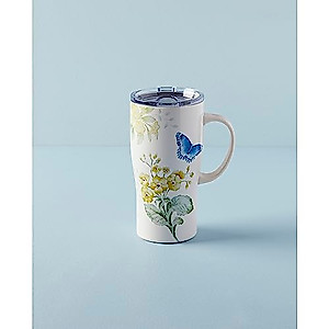 Lenox 895751 Butterfly Meadow Yellow Flowers Stainless Steel Car Coffee Mug, 2 Count