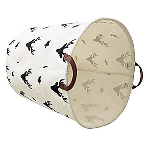 BOOHIT Cotton Fabric Storage Bin,Collapsible Laundry Basket-Waterproof Large Storage Baskets,Toy Organizer,Home Decor (Deer Head)