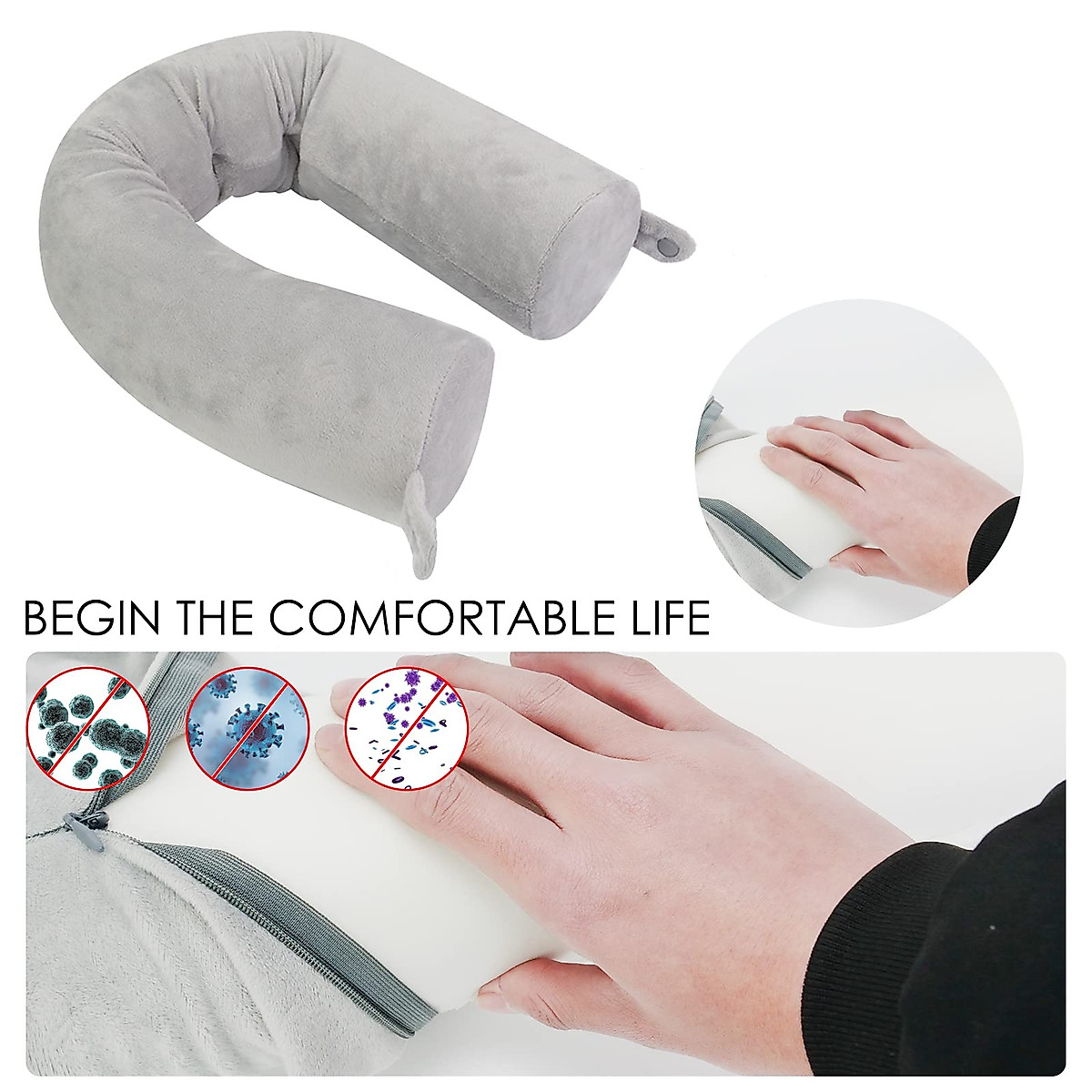 Hxcxrst Travel Pillow-Twist Memory Foam Neck Pillow Support Pillow, Used for Neck, Chin, Waist and Leg Support-Suitable fo Airplanes, Buses, Trains.