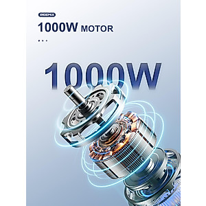 5-in-1 Hand Immersion Blender, 1000W Handheld Blender, Copper Motor Stainless Steel Blade Stick Blender, Mixing Beaker, Food Processor, Whisk, Milk Frother, for Smoothies Puree Baby Food (Black)