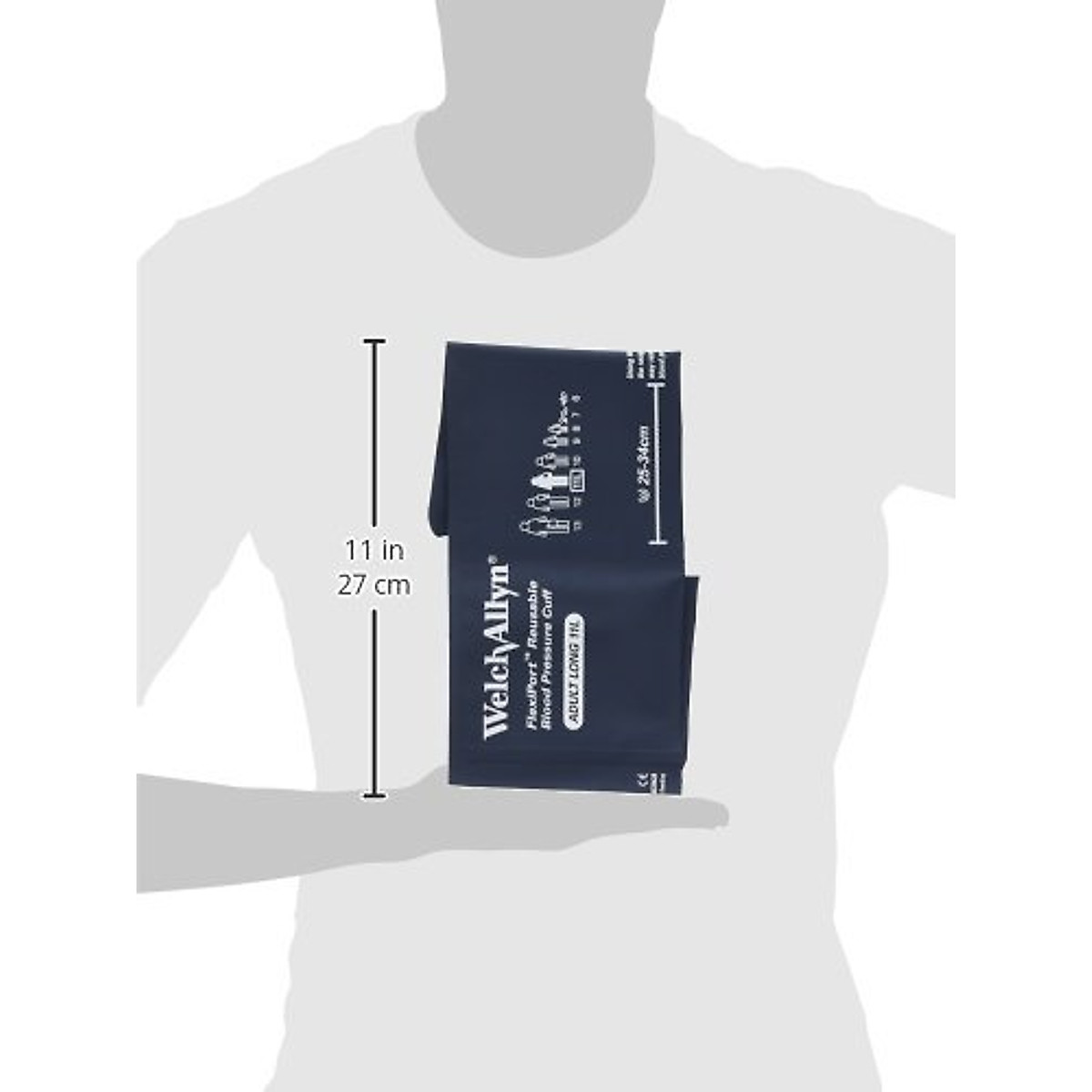 Welch Allyn REUSE-11L-1HP FlexiPort Reusable Blood Pressure Cuffs with One-Tube Bayonet Connectors, Adult Long, Size 11L