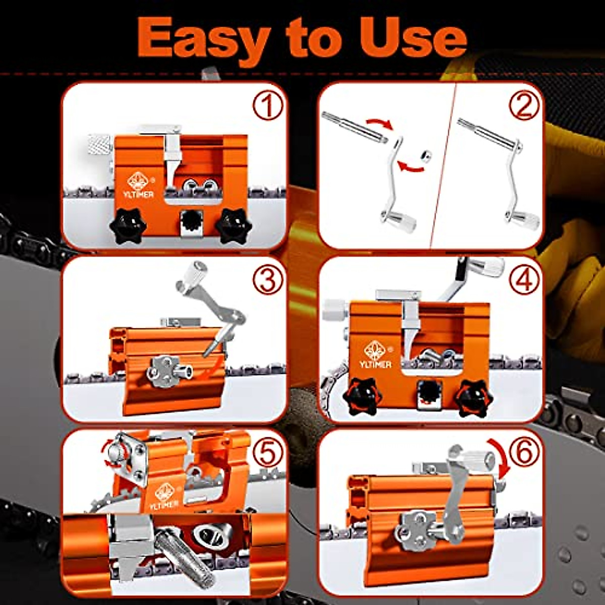 Chainsaw Chain Sharpening Jig, Chainsaw Sharpener Kit with Carrying Bag & Cleaning Brush, Hand-Crank Fast Chain Saw Sharpener Tool for 4"-22" Chain Saws & Electric Saws, Lumberjack, Garden Worker