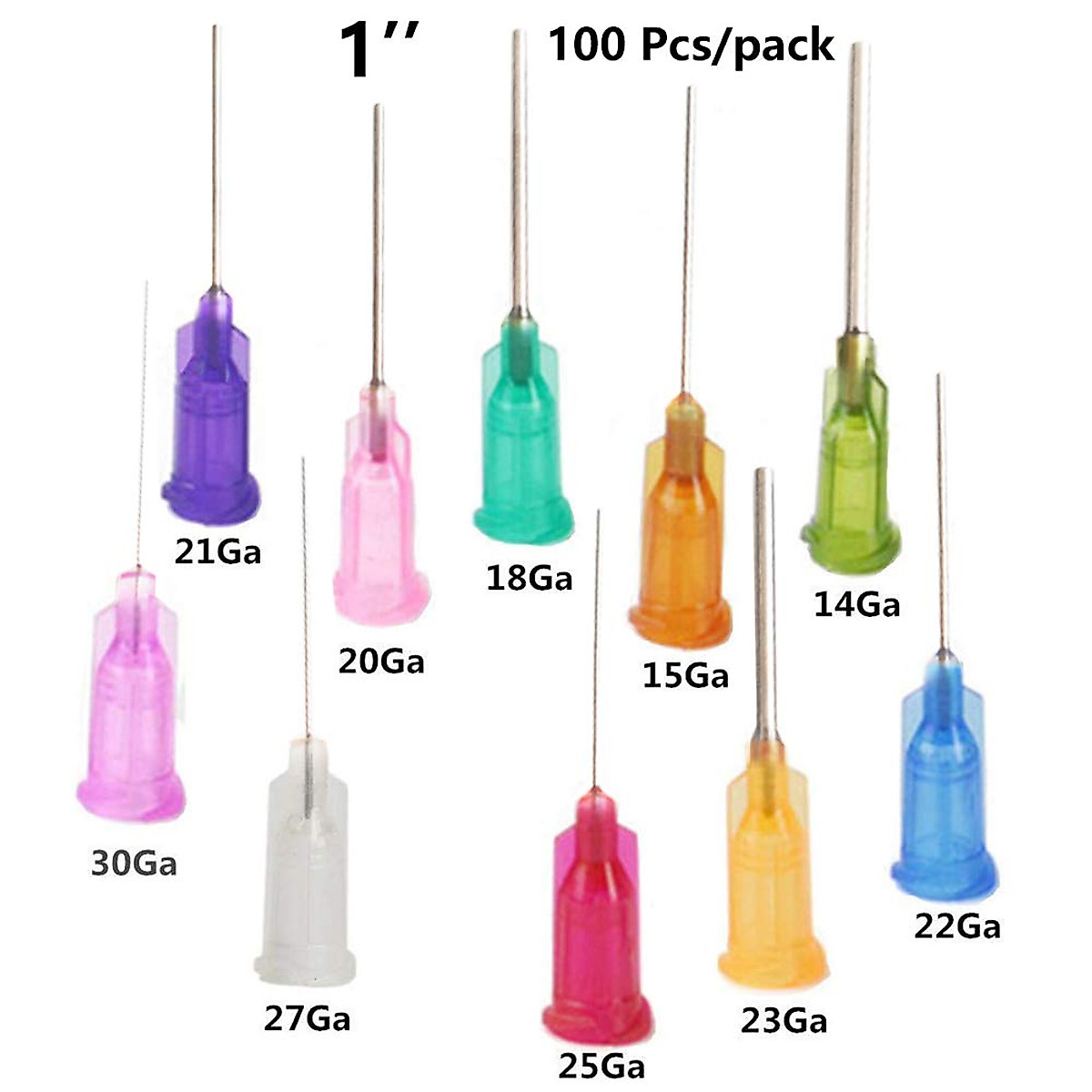 FEITA Glue Needles Industrial Liquid Dispenser Needle Tips Adhesive Glue Dispensing Blunt Tip Luer Lock 1" (100 Pcs/Pack)