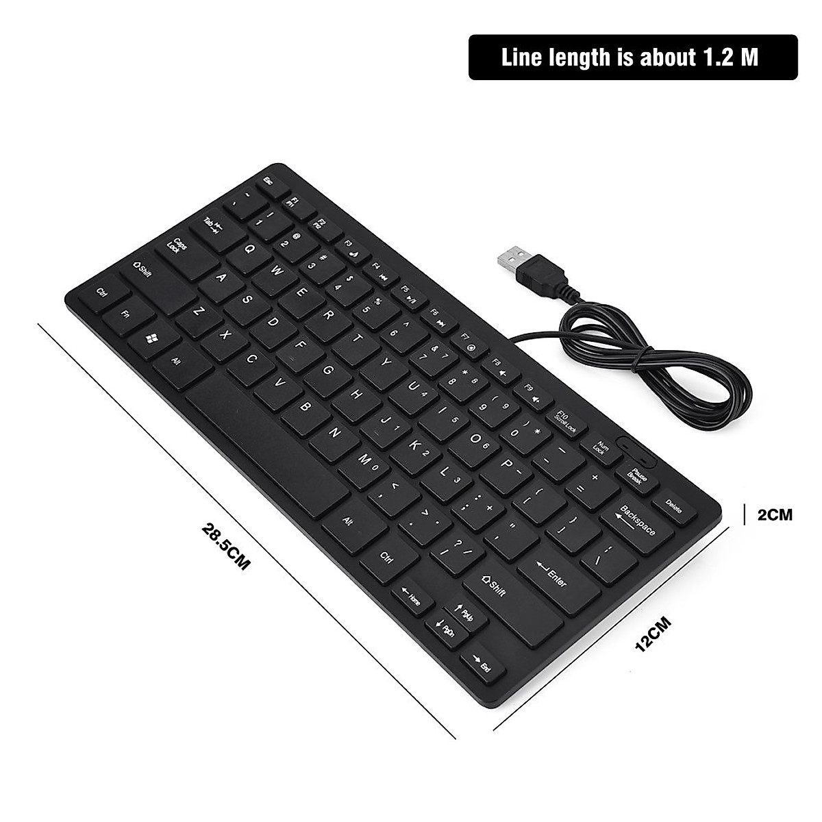 Wired Gaming Keyboard, Universal Mini USB Wired Silent Ultra-Thin 78 Keys Keyboard for Desktop Computer Laptop PC(Black)