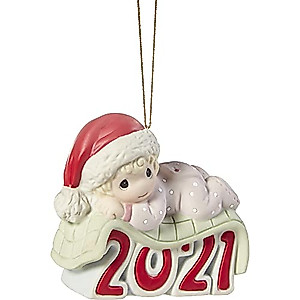 Precious Moments 211005 Baby’s 1st Christmas 2021 Dated Girl Bisque Porcelain Ornament