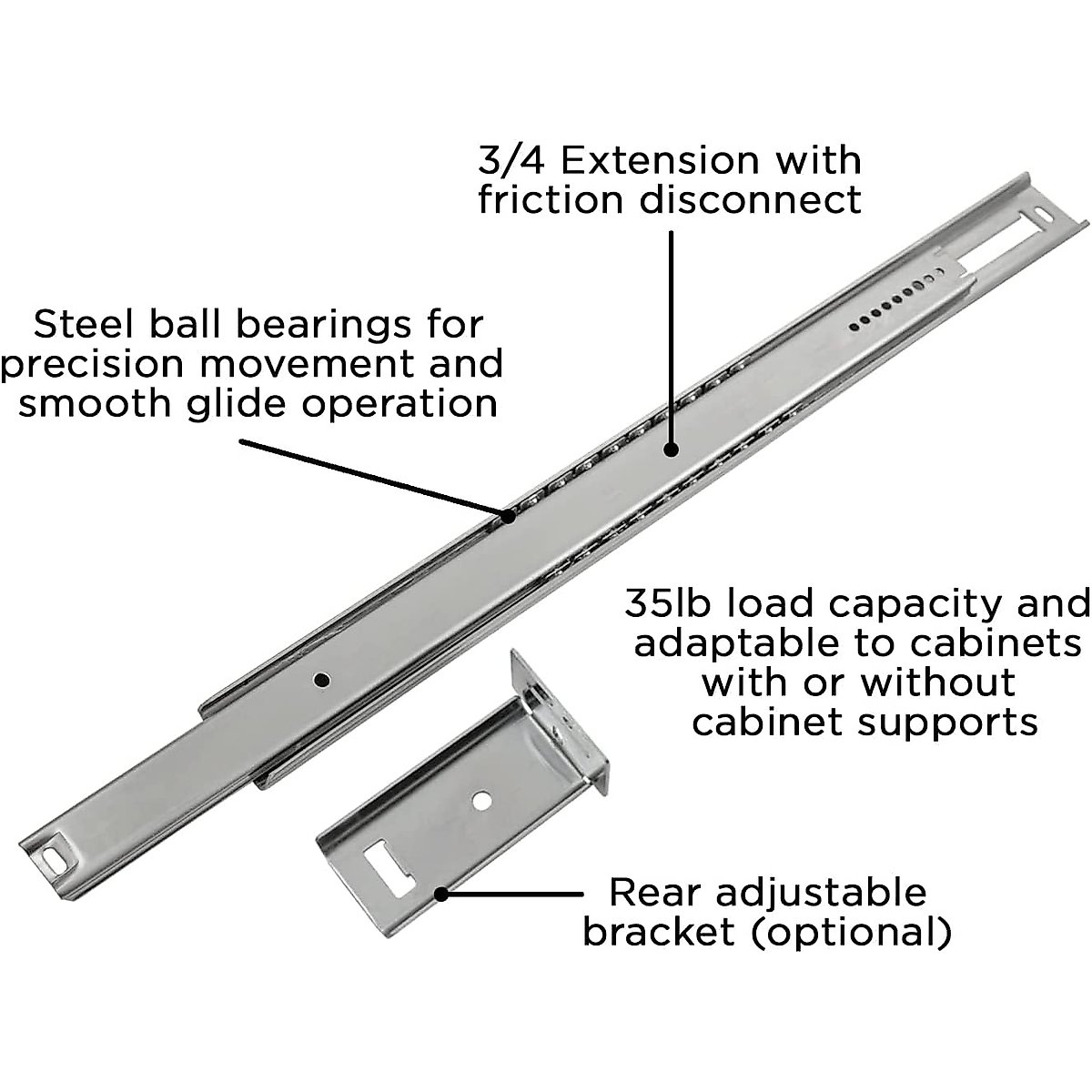 Hickory Hardware Bottom Centered Drawer Mount,Not Compatible with Side Mount Drawers,Heavy Duty Center Drawer Slide for Cabinet & Dresser Drawers,Easy Open & Soft Close Glide Track,16 Inch,P1029/16-2C