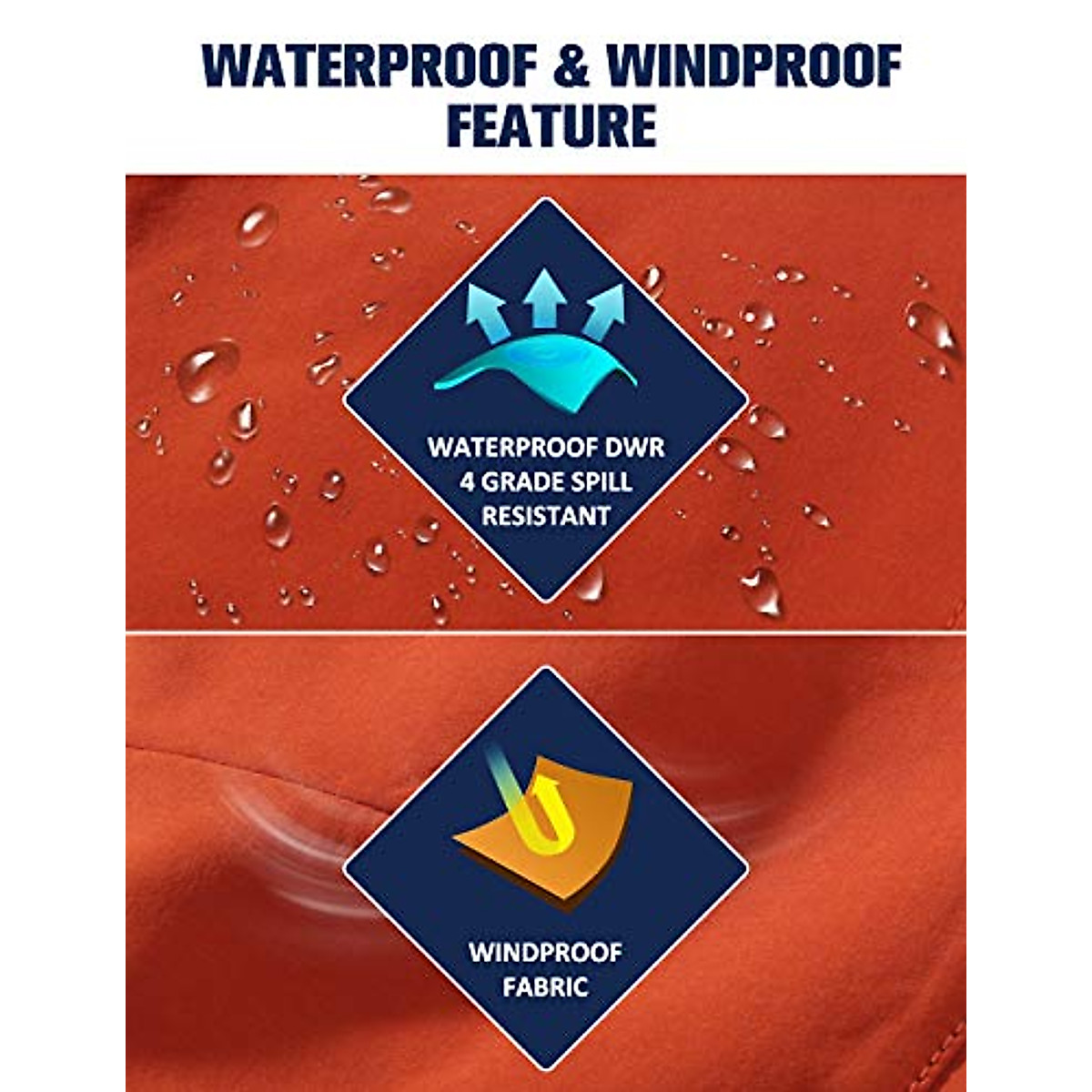 Camii Mia-Fleece-Lined-Hiking-Pants-Women-Waterproof Winter Pants Ski Snow Windproof Lightweight Slim Warm (32W x 30L, Orange)