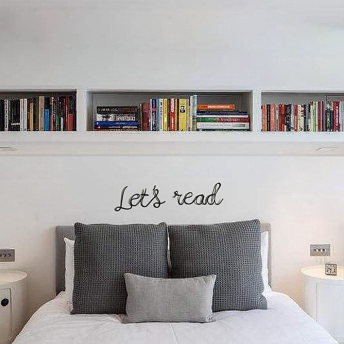 Read Sign Metal Nursery Wall Decor Lets read Sign Reading Nook Decor Art for Kids Playroom Signs Book Themed Decor Bookshelves Little Library Sign Decor Birthday Gift Ideas(Black)