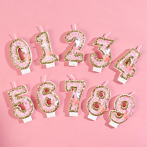 iNINGER Birthday Candle,Butterfly 16th Birthday Party Decorations for Women/Girl,Gold Pink Birthday Number 16 Candle,2.75" Large Glitter Birthday Candles Wedding Cake Topper Anniversary Party Decor