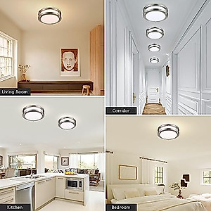 TUUANA 4-Pack LED Ceiling Light Fixtures, 20W 7in Flush Mount Ceiling Lights 2700K/3000K/4000K/5000K/6500K Adjustable, Super Bright Dimmable Ceiling Lamps for Bedroom Bathroom Hallway, Brush Nickel