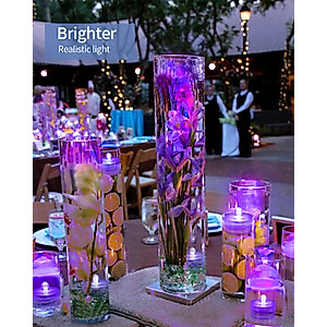 SHYMERY Submersible LED Light,Purple Waterproof Flameless Candle Tea Lights,Underwater Battery Operated Seasonal Festival Celebration Light for Table,Wedding Centerpieces, Party,Pack of 12