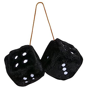 Fuzzy Plush Dice for Car Mirror, Pair 3” Inch Retro Square Decoration Dice for Car Hanging Accessories (White)