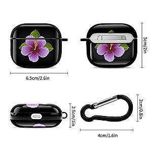 Hibiscus Printed Bluetooth Earbuds Case Cover Compatible for Airpods 3 Protective Storage Box with Keychain