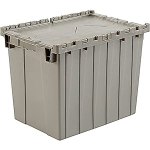 Global Industrial Distribution Container With Hinged Lid, 21-7/8x15-1/4x17-1/4, Gray