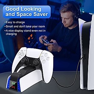 PS5 Controller Charging Station, PS5 Controller Charger for DualSense, PS5 Charging Dock Stand Holder with Fast Charging Cord, Remote Charger Docking Station for Playstation 5 Controllers