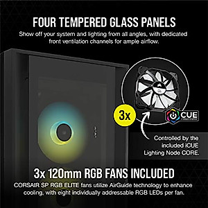 Corsair iCUE 5000X RGB Tempered Glass Mid-Tower ATX PC Smart Case - Black