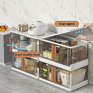 Yevheniys Storage Containers, Plastic Storage Bins with Lids and Wheels, 8.4 Gal Versatile Collapsible Stackable Storage Bins for Home, Office, Dorm Room Essential (1pack)