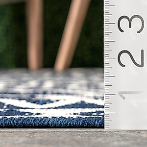 nuLOOM 4' x 6' Outdoor Performance Area Rug, Stain Resistant, Weather Resistant, High Traffic, Patio, Balcony, Outside, Cari Blue