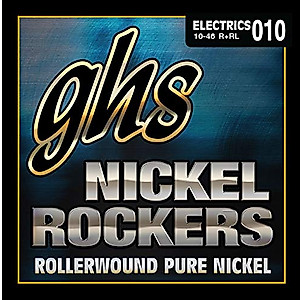 GHS Strings R+RL Nickel Rockers, Rollerwound Pure Nickel Electric Guitar Strings, Light (.010-.046)