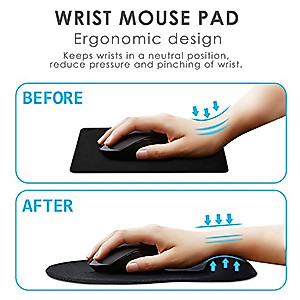 GIM Mouse Pad with Wrist Rest Support, Ergonomic Memory Foam Mousepad Cushion Non-Slip Rubber Base for Laptop, Computer, Gaming, Office