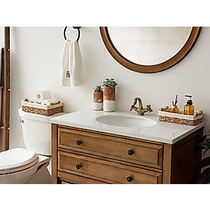 StorageWorks Bathroom Baskets for Organizing, Small Wicker Basket for Bathroom Organizer, Round Paper Rope Storage Basket for Bathroom Countertop, Set of 2