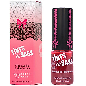 Elizabeth Mott Tints & Sass Rosy Lip Stain and Cheek Tint – Long-lasting Natural Lip and Cheek Color For All Skin Types and Skin Tones, Cruelty Free (10g/0.35oz)