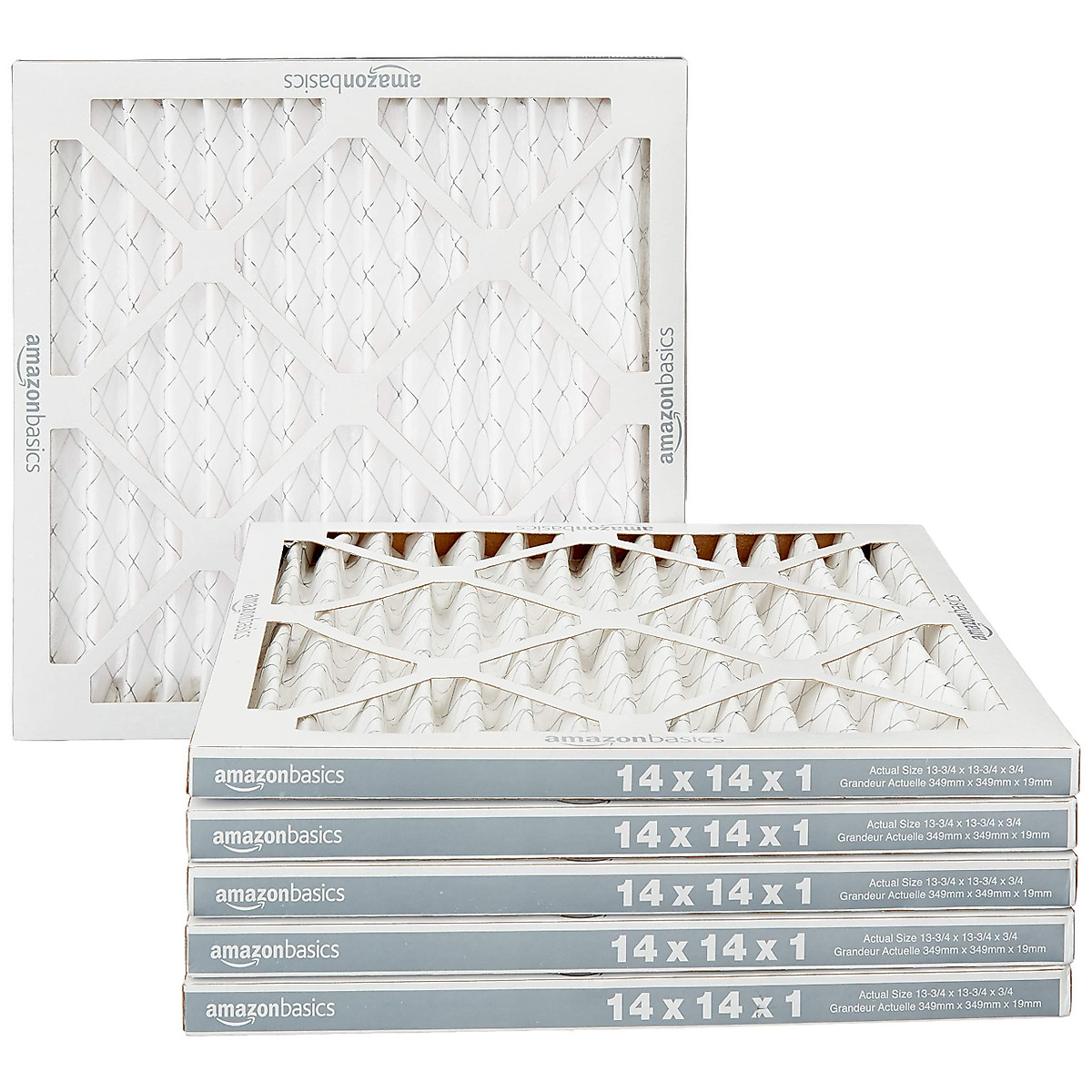 Amazon Basics Merv 11 AC Furnace Air Filter - 14'' x 14'' x 1'', 6-Pack