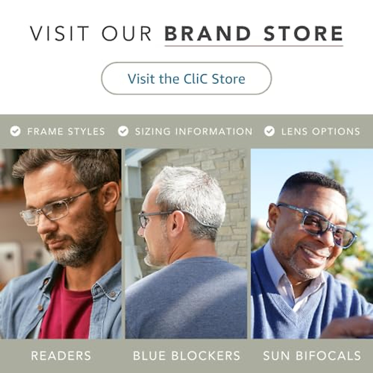 Clic Magnetic Reading Glasses for Men or Women, Computer Readers, Executive (M-XL, Black, 1.50 Magnification)