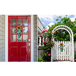 Metal Welcome Sign Rustic Wall Hanging Plaque - Decorative Welcome Flower Signs for Porch Front Door Farmhouse Home Decoration Garden Themed Wreath Ornament (Yellow)