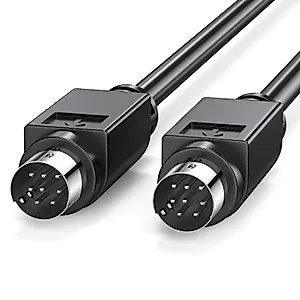 JUXINICE Mini-DIN 8-pin Male to Male Cable 6ft- Premium Copper Wire PLC Touch Screen Cable for JVC Subwoofer Replacement - Home Theater Audio (Black)