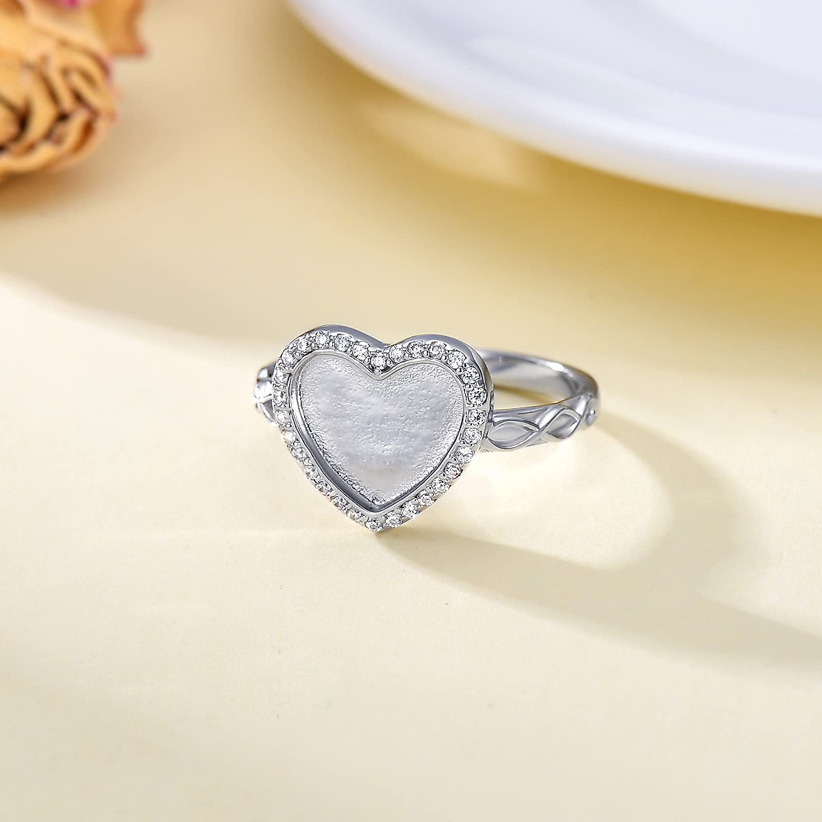 SLIACETE Custom Photo Ring 925 Sterling Silver Personalized Picture Ring Birthstone Ring Promise Rings Anniversary Jewelry Gift For Her Bride Women