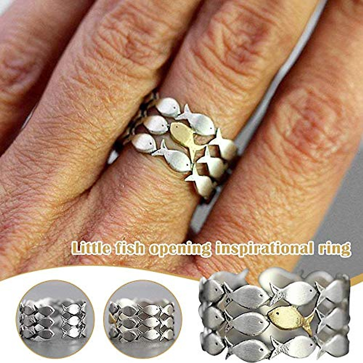 WSLI to My Daughter Swimming Against The Current Ring,Adjustable 2021 New Women's Stacking Opening Rings Finger Ring,Fish Pattern Vintage Jewelry Ring,Best Gift for Women and Girls (1Pc)