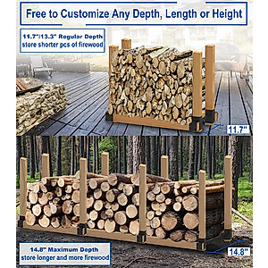 Artibear Depth Adjustable Firewood Rack Brackets for Outdoor, 2x4 Wood Storage Holder Kit for Indoor Fireplace, 2 Packs (2x4s not Include)