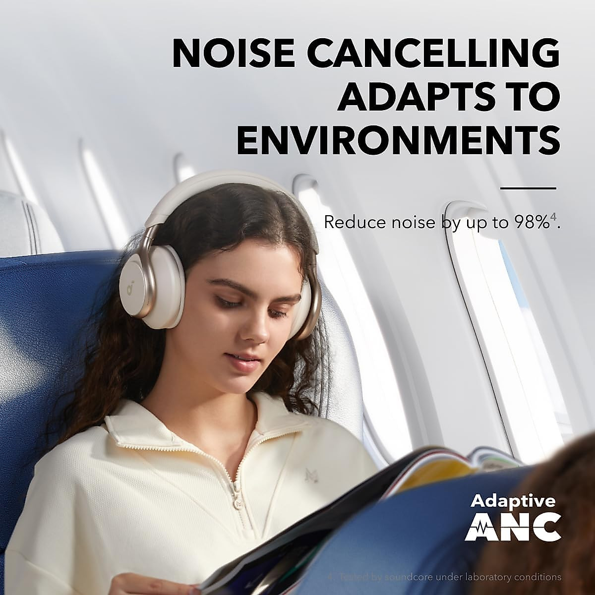 Soundcore by Anker, Space One, Active Noise Cancelling Headphones, 2X Stronger Voice Reduction, 40H ANC Playtime, App Control, LDAC Hi-Res Wireless Audio, Comfortable Fit, Clear Calls (Renewed)
