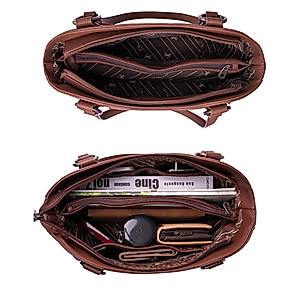 Montana West Western Tooled Tote Bag for Women Mandala Pattern Shoulder Top Handle Handbag Studded Purse with Wallet Set MWC-144W-CF