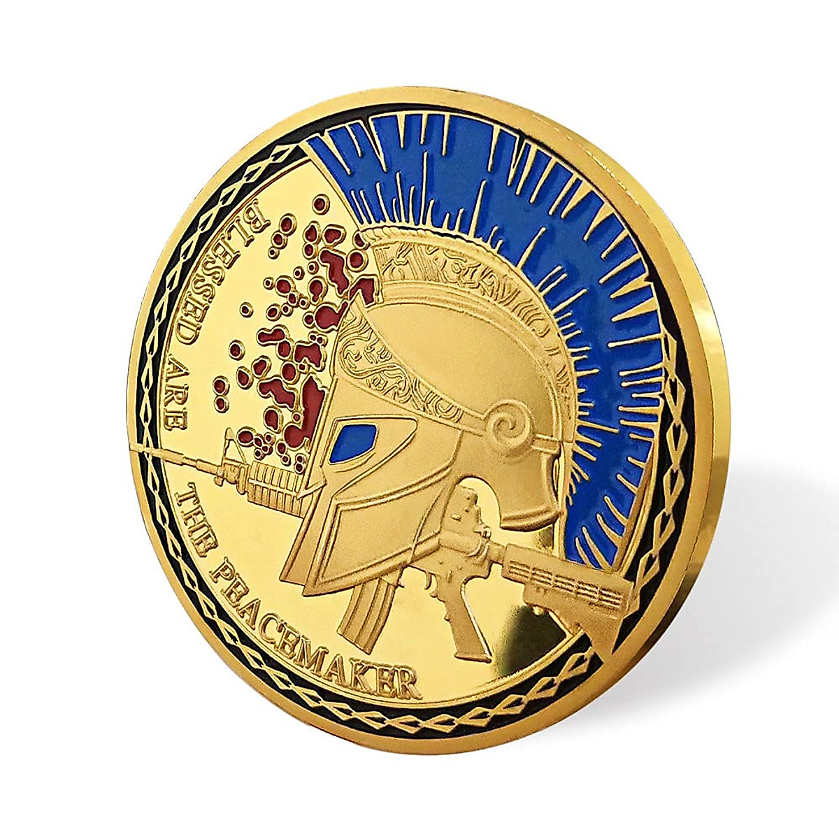 US Police Challenge Coin Thin Blue Line Prayer for Spartan Warrior Commemorative Collection