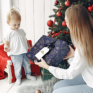 MAMUNU Christmas Wrapping Paper Roll, Navy Blue and Brown Kraft Gift Wrapping Paper Jumbo Roll, Snowflake Recycle Christmas Wrapping Paper for Gift Wrapping Arts Crafts Decorations, 17x590 Inch.