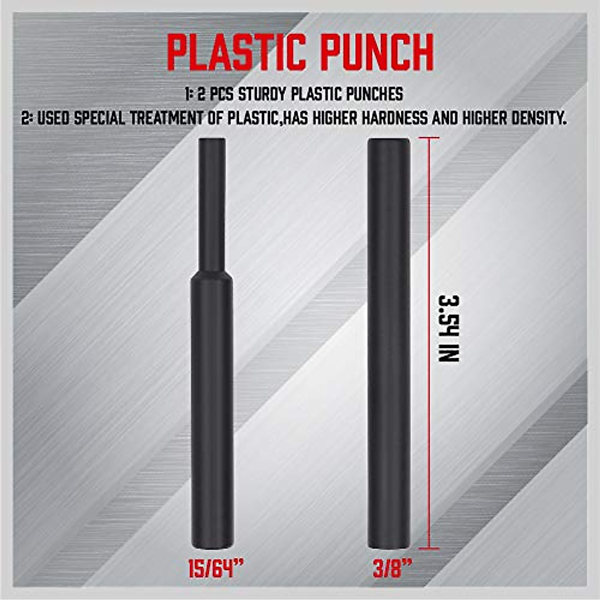 SEDY 18-Pieces Roll Pin Punch Set, Roll Pin Starter Punch, Brass, Steel, Plastic Punches & Brass/Polymer Hammer. Red Storage Carring Case provided