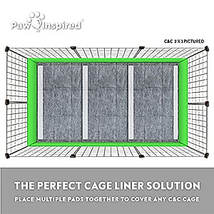 Paw Inspired Disposable Guinea Pig Cage Liners | Bamboo Charcoal Odor Controlling | Super Absorbent Liners Pee Pads for Ferrets, Rabbits, Hamsters, and Small Animals (28" x 17" (C&C 2 x 1), 24 Count)