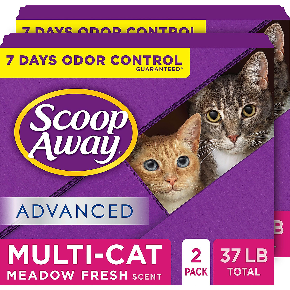 Scoop Away Advanced Multi-Cat Clumping Cat Litter, Meadow Fresh Scent, Pack of 2, 18.5 Pounds (Package May Vary)