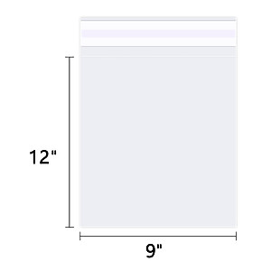 WEPOLY - 9" x 12" (200 Count) Clear Cellophane Bags - Self Sealing Cello Plastic Poly Bags- for A4, Lette Sized Documents, Maketing Mateials, Clothing
