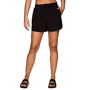 RBX Women's Quick Dry Stretch Woven Walking Short with Zip Pockets Overlap Black S