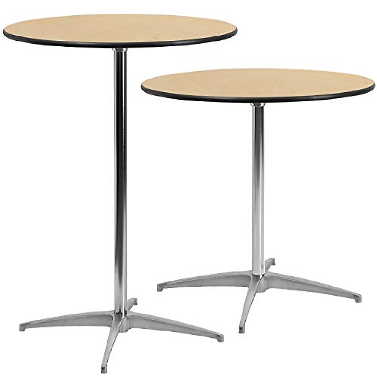 Flash Furniture 30'' Round Wood Cocktail Table with 30'' and 42'' Columns, Beige