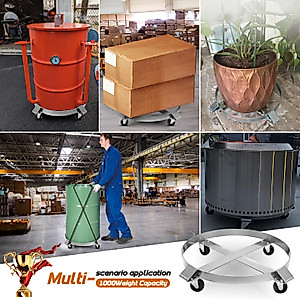 𝟓𝟓 𝐆𝐚𝐥𝐥𝐨𝐧 𝐃𝐫𝐮𝐦 𝐃𝐨𝐥𝐥𝐲, Heavy Duty Drum Dolly 1000 Pound, Barrel Dolly for 55 Gallon Drum with Swivel Casters Wheel Steel Frame Dolly Non Tipping Hand Truck Capacity Dollies