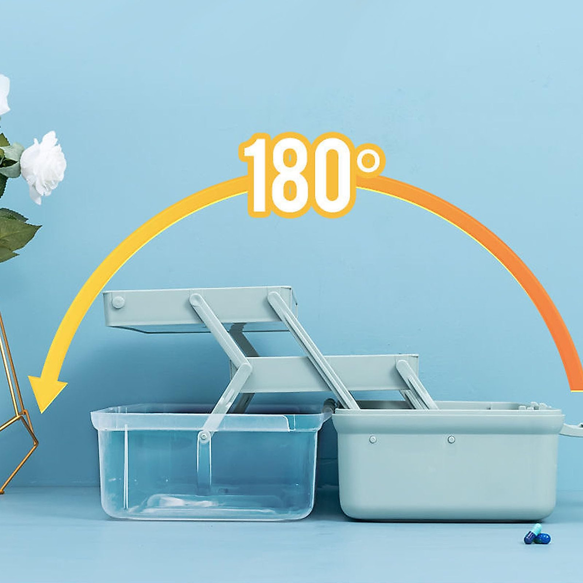 Chistepper 3-Layers Multipurpose Plastic Storage Box Craft Storage Box Paint Storage Organizer Paint Brush Holder 2-Tray Art Supply Box Craft Paint Storage Craft Paint Storage for Painting Supplies