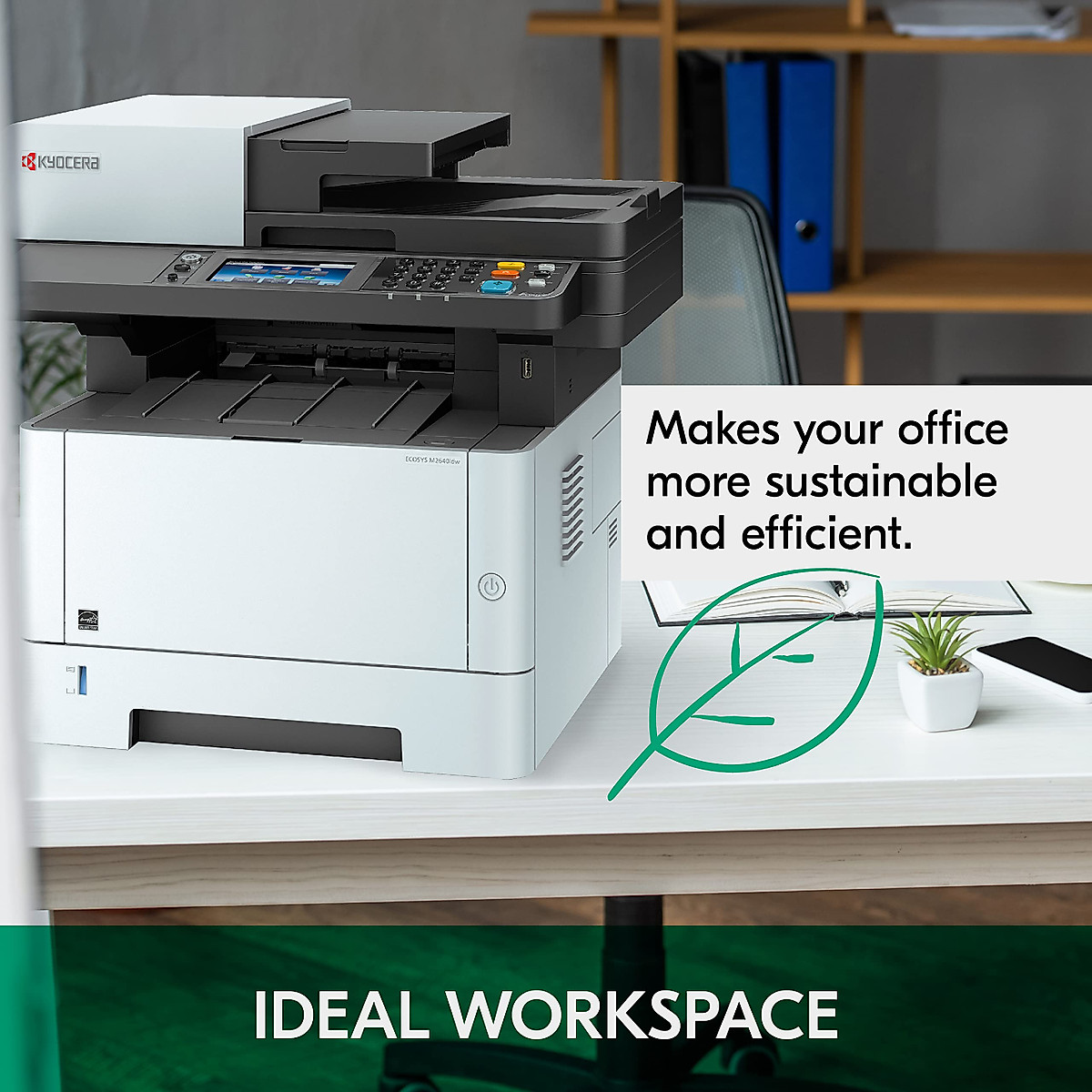 Kyocera 1102S52US0 Model M2640idw Monochrome Multifunctional Laser Printer (Print, Copy, Color Scan and Fax), 52 PPM B&W, Print Resolution 600 x 600 DPI Up To Fine 1200 DPI, Wireless (HyPAS capable)