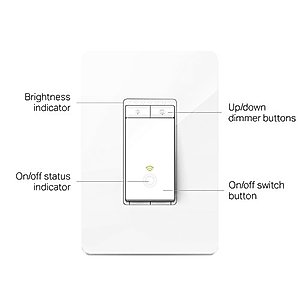 Kasa Smart KP200 Plug by TP-Link & Smart HS220 Dimmer Switch by TP-Link, Single Pole, Needs Neutral Wire, Wi-Fi Light Switch for LED Lights, Compatible with Alexa and Google Assistant, 1-Pack