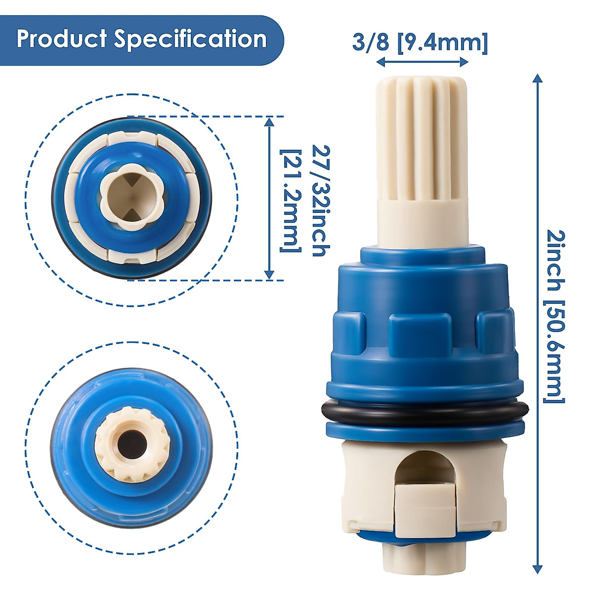 Dreyoo 2 Pack Hot Cold Faucet Cartridge Replacement Compatible with Pfister 9100310/Pfister 9100320, Hot Cold Water Handle Faucet Ceramic Cartridge
