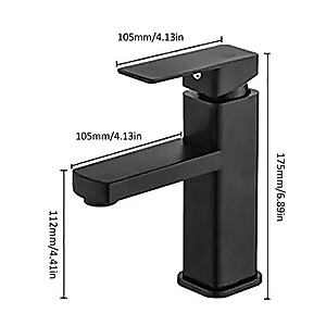 Waterfall Bathroom Faucet, Matte Black Simple Stylish No Leakage Kitchen Sink Faucet with Ceramic Valve Core, Hot Water Cold Water 2 Modes for Bathroom Kitchen Hotel